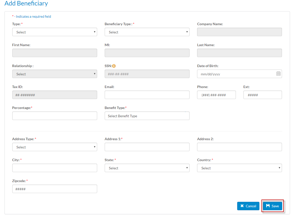 Adding Beneficiaries - Benefits Platform Support Page