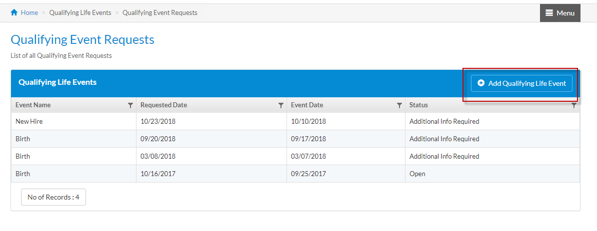 Managing Qualifying Event Requests - Benefits Platform Support Page